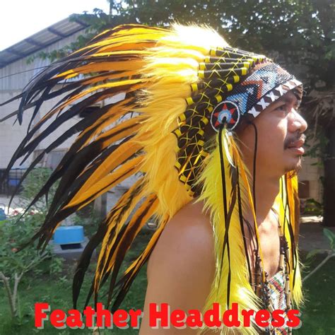 Native American Indian Hat Feather Headdress Warbonnet Chief Tribal