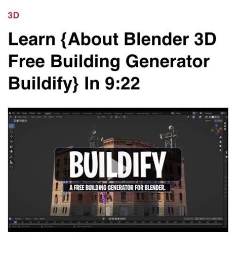 Learn {about Blender 3d Free Building Generator Buildify} R Whatin10