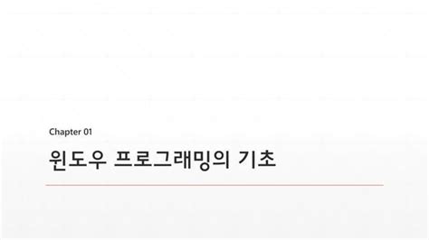 핵심 Api로 배우는 윈도우 프로그래밍 Chapter01 요약 Ppt
