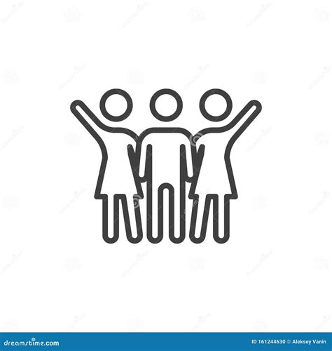 Icono De Línea De Un Hombre Y Dos Mujeres Ilustración Del Vector