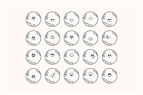 지구 이모티콘 낙서 그림 프리미엄 벡터