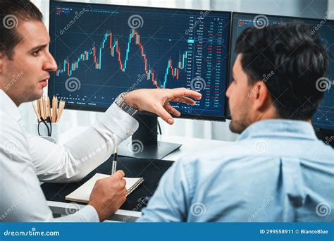 Investor Stock Office Worker Analyzing Investment On Dynamic Graph Sellable Stock Image