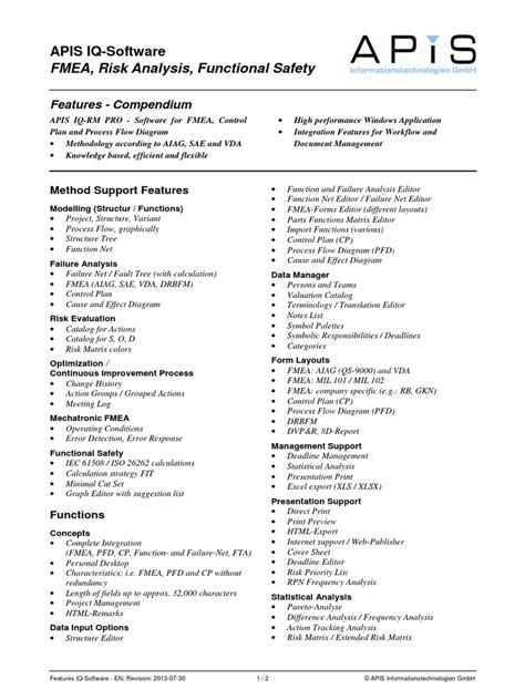 Apis Iq V6 Featurelist Pdf Xml Microsoft Excel