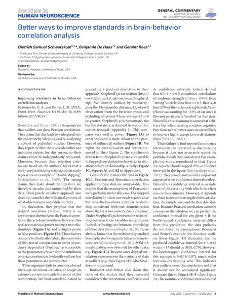 Pdf Better Ways To Improve Standards In Brain Behavior Correlation