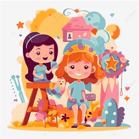 별 벡터 일러스트 만화와 함께 집에 집 옆에 프로그램 클립 아트 소녀와 소녀 프로그램 클립 아트 만화 Png 일러스트 및 벡터 에 대한 무료 다운로드 Pngtree