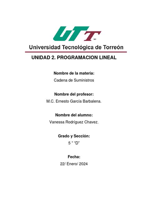 Unidad 2 Programacion Lineal Pdf La Investigación De Operaciones Matemáticas