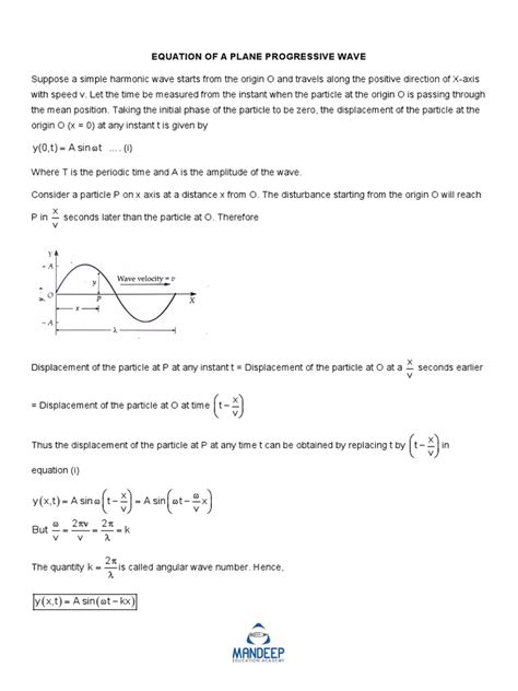 Equation Of Plane Progressive Wave Pdf