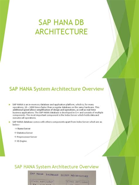 Sap Hana Db Architecture Pdf Database Transaction Databases