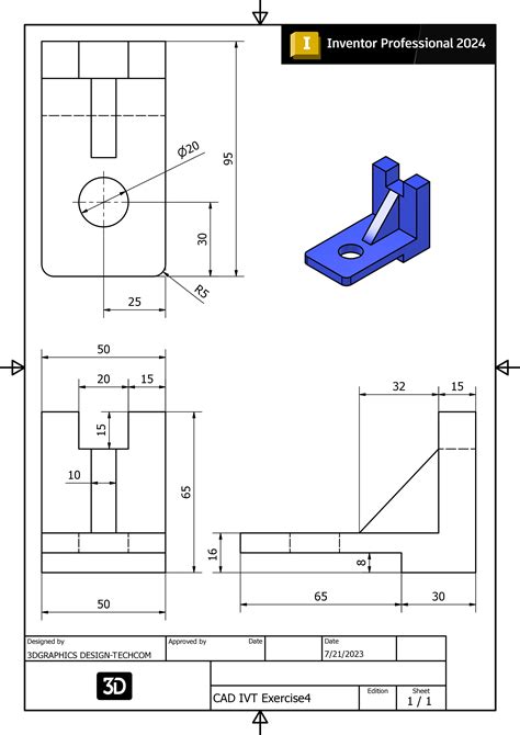 Autodesk Inventor 2024 Drawing Exercise 4