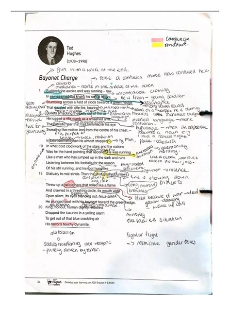 Ted Hughes Bayonet Charge Annotated Poem English Stuvia UK