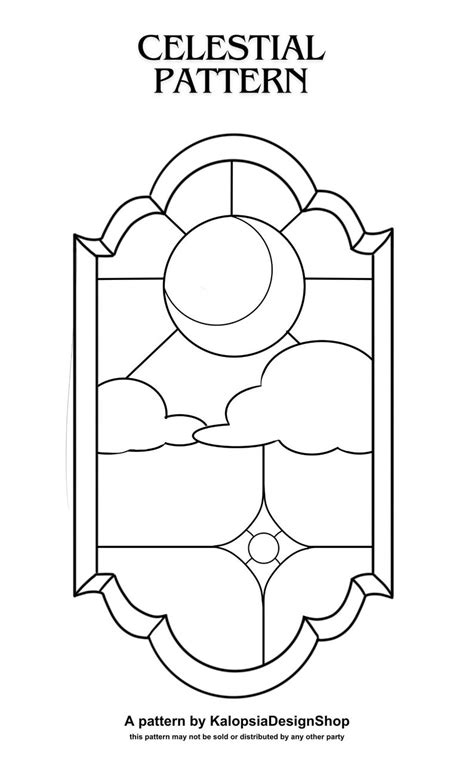 Celestial Sun And Moon Stained Glass Art Pattern Etsy