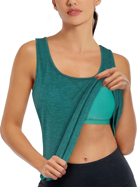 Cestyle Womens Yoga Workout Tank Tops With Built In Shelf