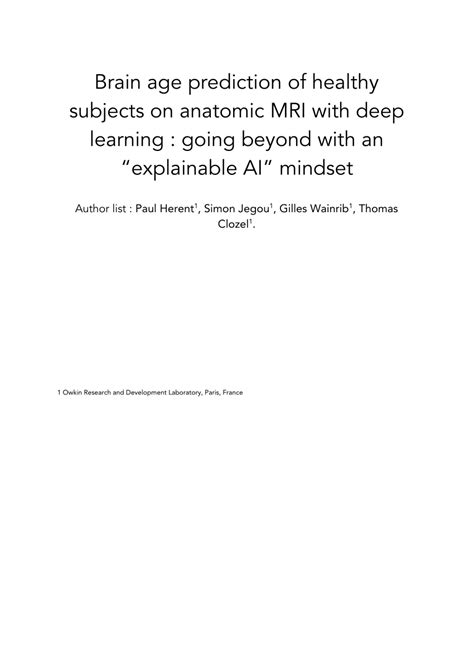 Pdf Brain Age Prediction Of Healthy Subjects On Anatomic Mri With Deep Learning Going Beyond