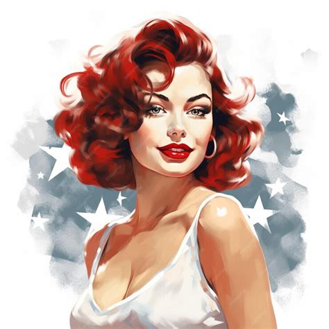 Premium Vector Beautiful American Pin Up Girl Woman Female Illustration Art Style