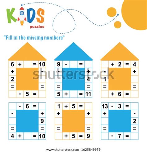 Fill Missing Numbers Easy Colorful Math 스톡 벡터로열티 프리 1625849959