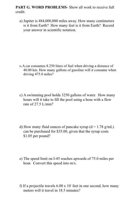 Solved PART F DENSITY DETERMINATION Show All Work To Chegg Com