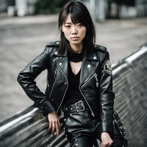 Japanese Girl In Her 20s Black Leather Biker Unif By Fervid6 On Deviantart
