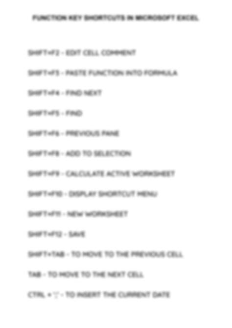SOLUTION Function Key Shortcuts In Microsoft Excel Studypool