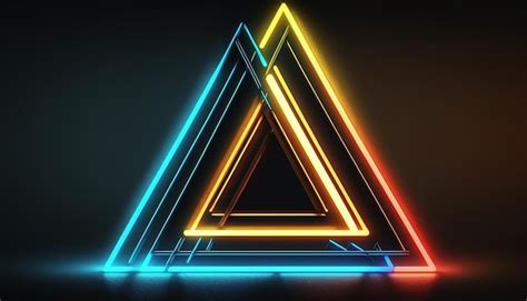 Premium AI Image Triangle Texture Neon Color Glowing Lines Background