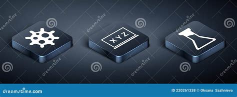 Set Isometric Virus Test Tube And Flask And Xyz Coordinate System Icon Vector Stock Vector