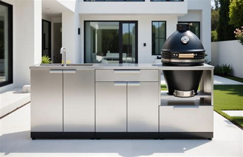 Outdoor Kitchen Stainless Steel 4 Piece Cabinet Set With Bar Sink And
