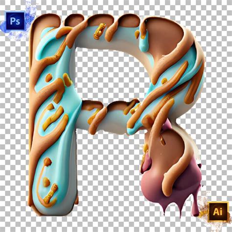 Стильный алфавит от а до я дизайн мороженого буква R Премиум Psd Файл