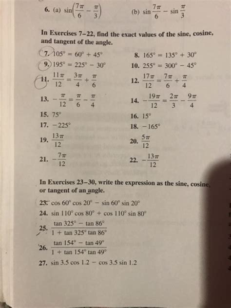 solved sin 7 pi 6 pi 3 sin 7 pi 6 sin pi 3 find the