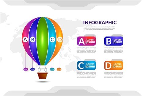 Воздушный шар инфографика тема Бесплатно векторы