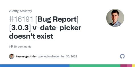 [bug report][3 0 3] v date picker doesn t exist · issue 16191