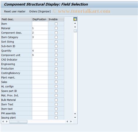 OIWM SAP Tcode Component Structural Display