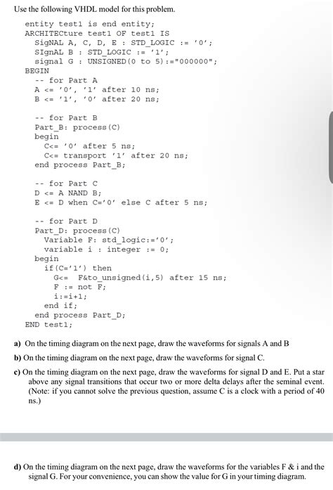 Solved Use The Following Vhdl Model For This Problementity