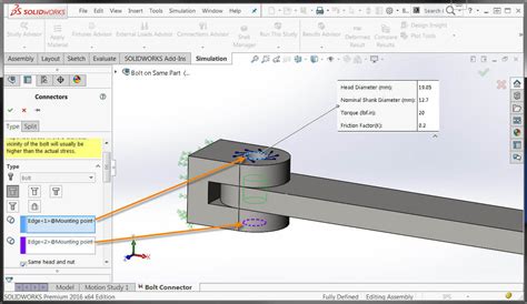 SOLIDWORKS Simulation 2016 Bolts And Pins On Same Body