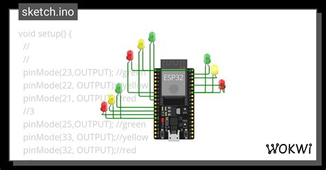 ไฟจราจร Wokwi Esp32 Stm32 Arduino Simulator