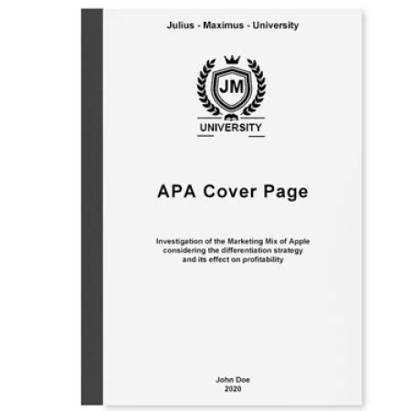 Apa Cover Page Format