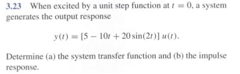 Solved When Excited By A Unit Step Function At T 0 A Chegg Com