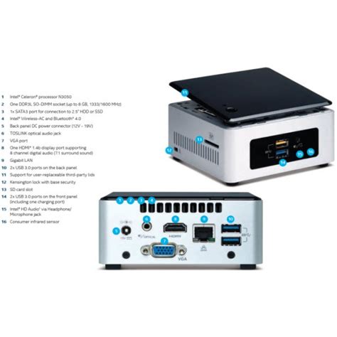 Intel Nuc Celeron J3455 Mini Pc 8gb Ram 256gb Ssd Win10 Pre Installed