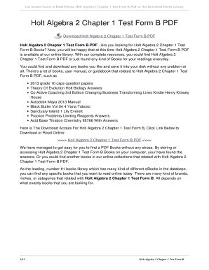 Chapter 1 Test Form B Algebra 2 Fill And Sign Printable Template Online