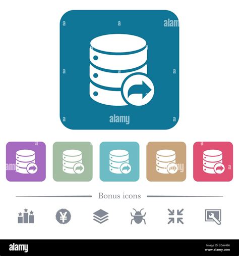 Database Transaction Commit White Flat Icons On Color Rounded Square Backgrounds 6 Bonus Icons