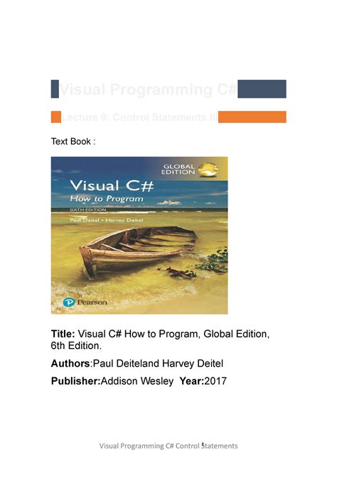 Introduction To Visual Programming And Visual Studio Lecture 9 Visual