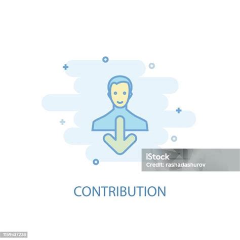 기여 라인 개념 간단한 선 아이콘 컬러 일러스트 기여 기호 플랫 디자인입니다 Ui Ux에 사용할 수 있습니다 Charitable Foundation에 대한 스톡 벡터 아트