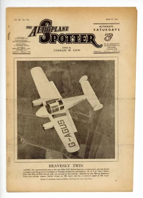 AEROPLANE SPOTTER UK Magazine Vol 7 164 GD 1946 Low Grade 8 62 PicClick UK