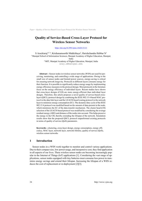 Pdf Quality Of Service Based Cross Layer Protocol For Wireless Sensor Networks