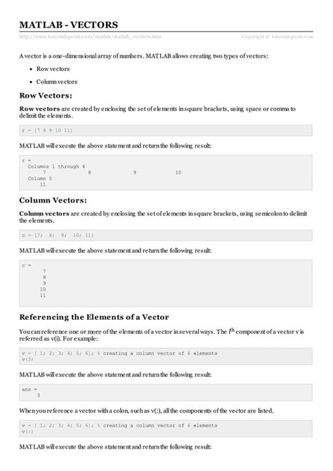 Matlab Vectors Pdf