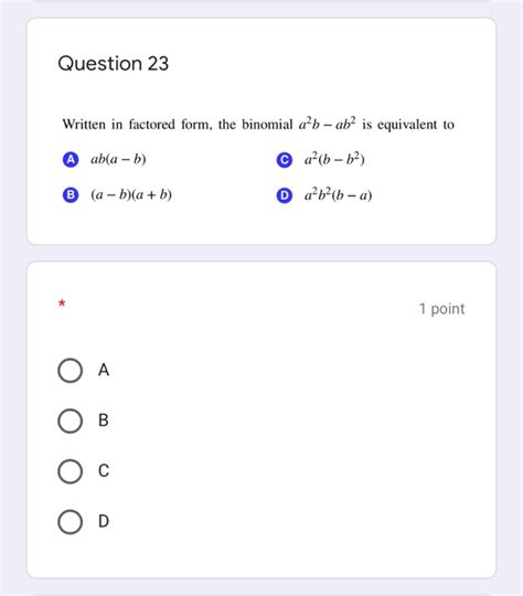 Solved Question 23 Written In Factored Form The Binomial