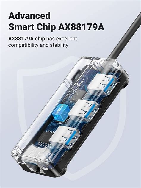 Ugreen 4 In 1 Usb Hub To Ethernet Adapter Gigabit Usb Ethernet Hub To Rj45 Lan Adaptor With 3