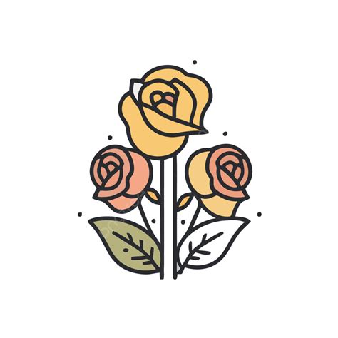 세 줄의 장미 벡터 간단한 삽화 흰색 배경에 장미 꽃다발을 묘사한 직계 아이콘 플랫 아이콘 및 드리블에 의한 벡터 일러스트 Png 일러스트 및 벡터 에 대한 무료