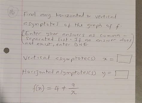 Solved Find Any Hovizontal Or Vertical Asymptotes Of The Chegg Com