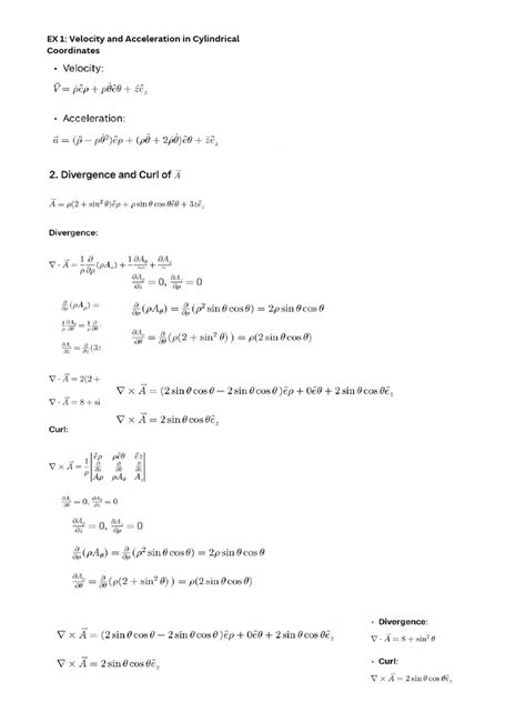 Ex 1 Velocity And Acceleration In Cylindrical Coordinates Pdf