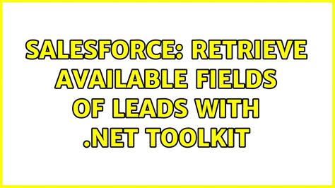 Salesforce Retrieve Available Fields Of Leads With Net Toolkit Youtube