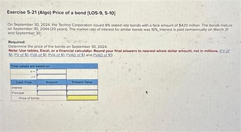 Solved Exercise 5 21 Algo Price Of A Bond Lo59 5 10 On